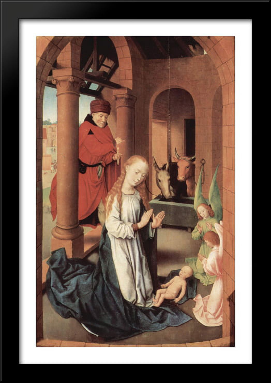 The Nativity, left wing of a triptych of the Adoration of the Magi 26x40 Large Black Wood Framed ...