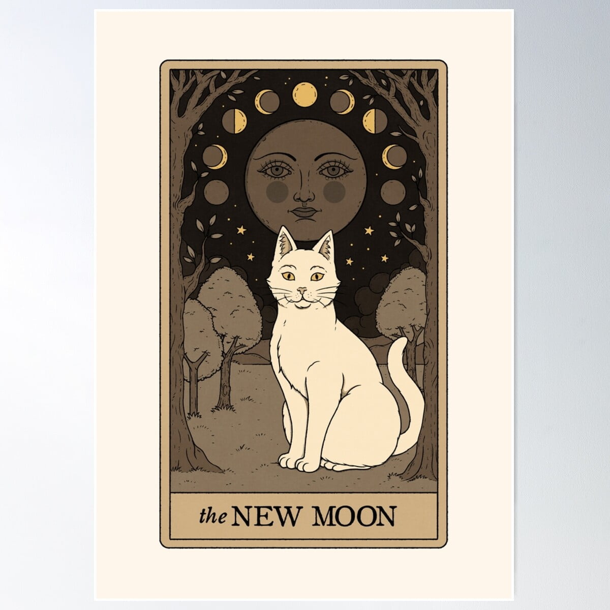 The New Moon Cat Poster Wall Art, Modern Wall Decor For Living Room ...