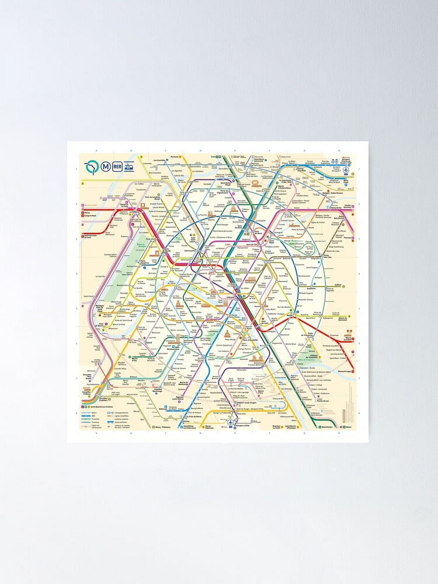 The New Paris Metro Map Poster - Walmart.com
