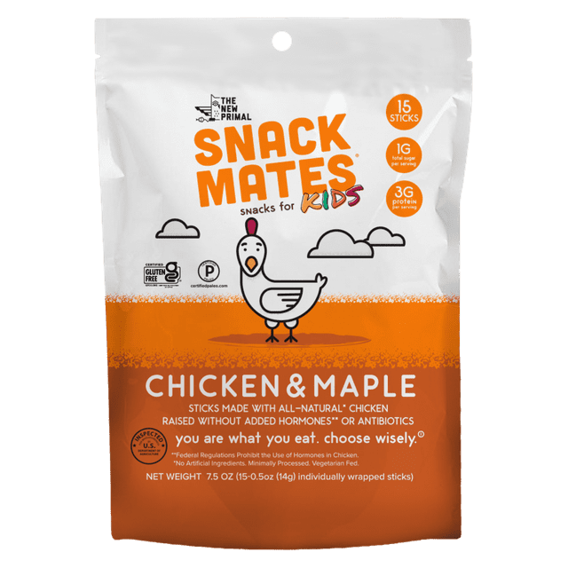 The New Primal Snack Mates Chicken & Maple Mini Meat Sticks, 15 Count ...