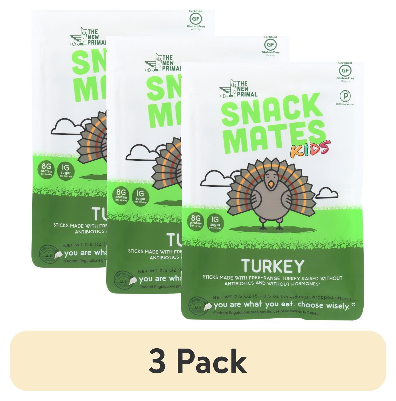 (3 pack) The New Primal Snack Mates, Turkey Sticks, 2.5 oz. - Walmart.com