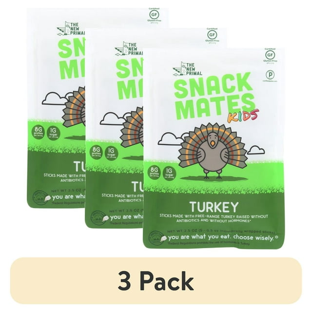 (3 pack) The New Primal Snack Mates, Turkey Sticks, 2.5 oz. - Walmart.com