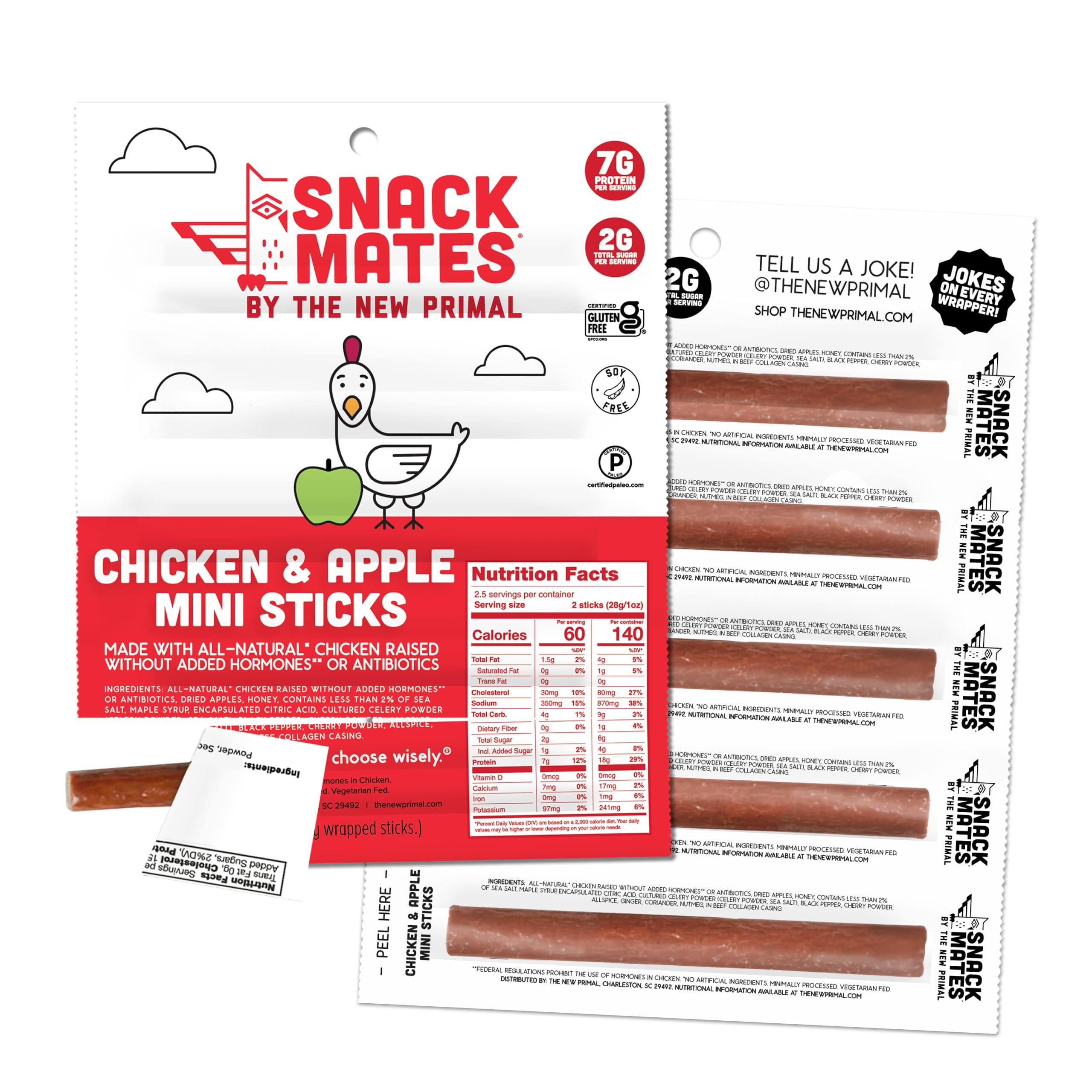 The New Primal Snack YPF5 Mates Chicken & Apple Sticks, Free Healthy ...