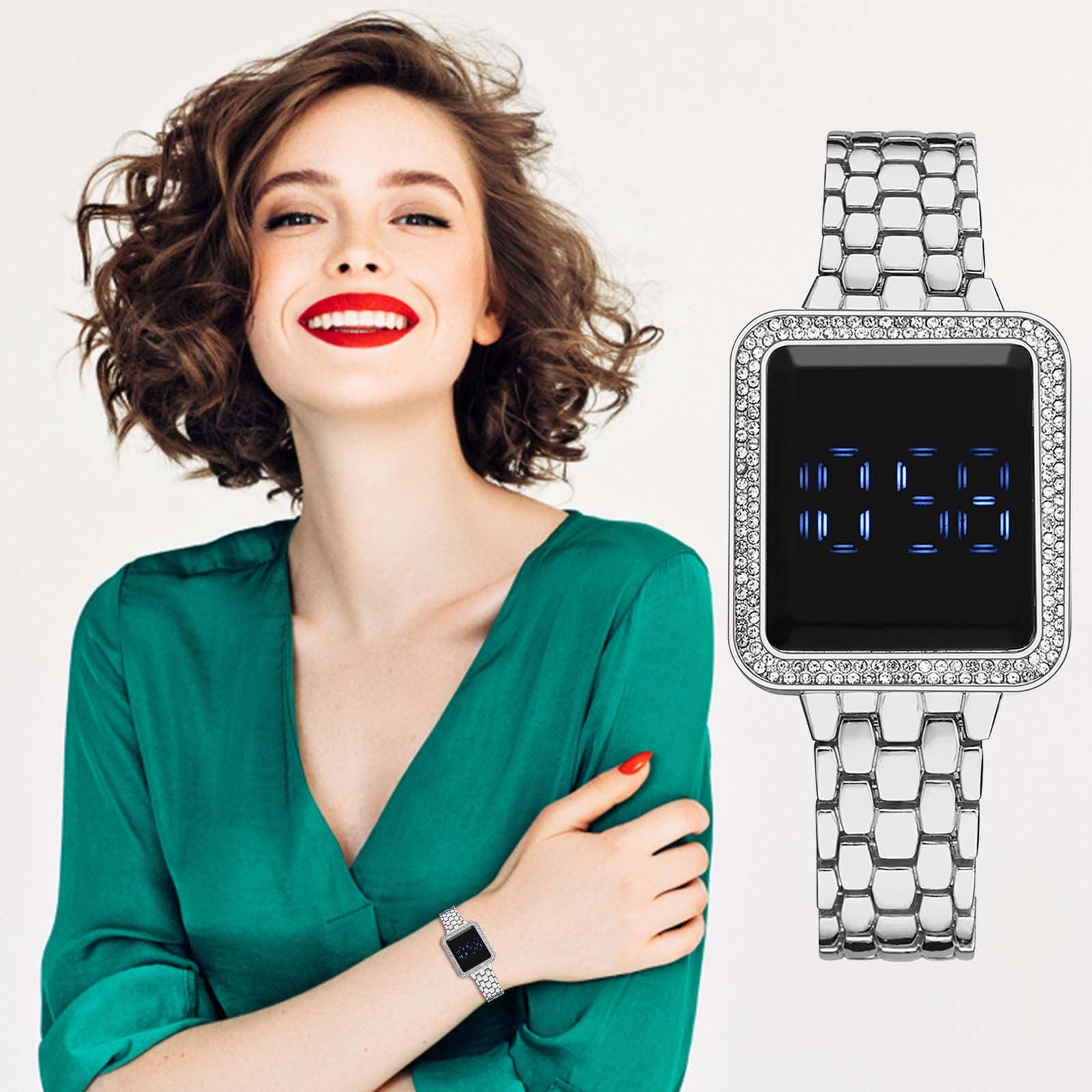 The New Trend LED Display Large Screen Ladies' Electronic Mens Watch ...