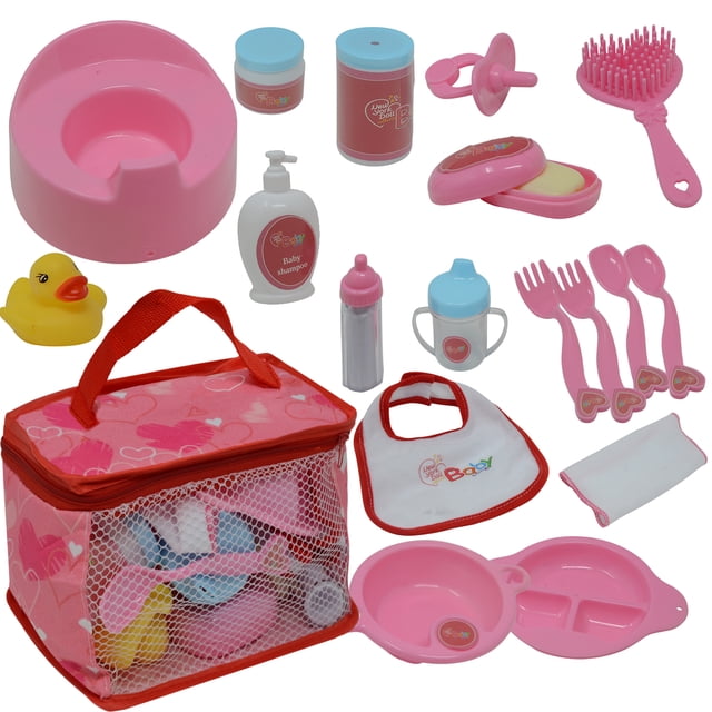 New York Doll Collection Toddler Kids Baby Doll Feeding & Care Kit with ...