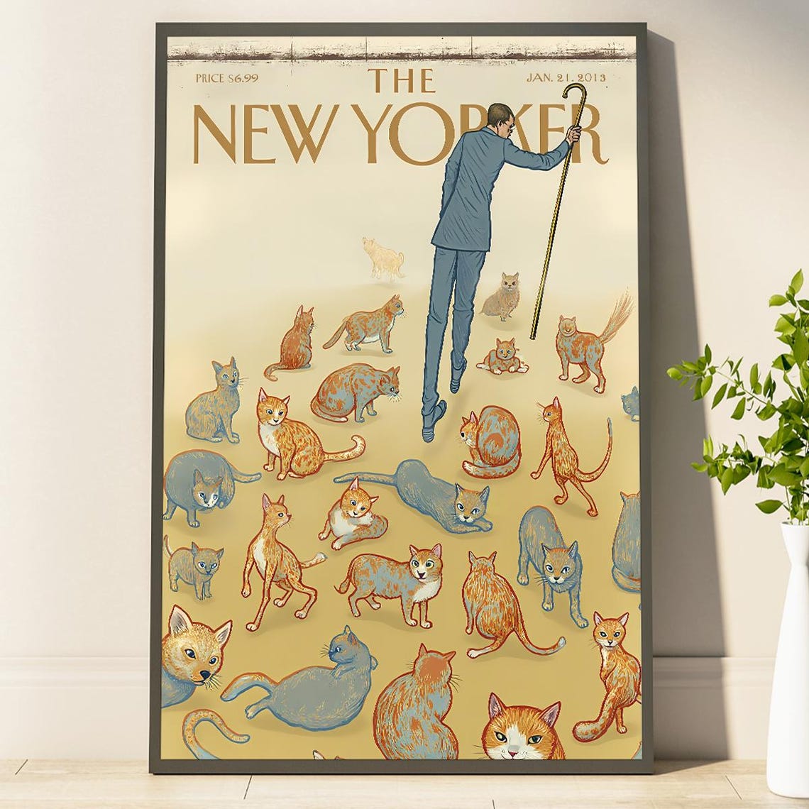 The New Yorker Cat Poster A Touch Of Whimsy Charming Cat Illustration ...