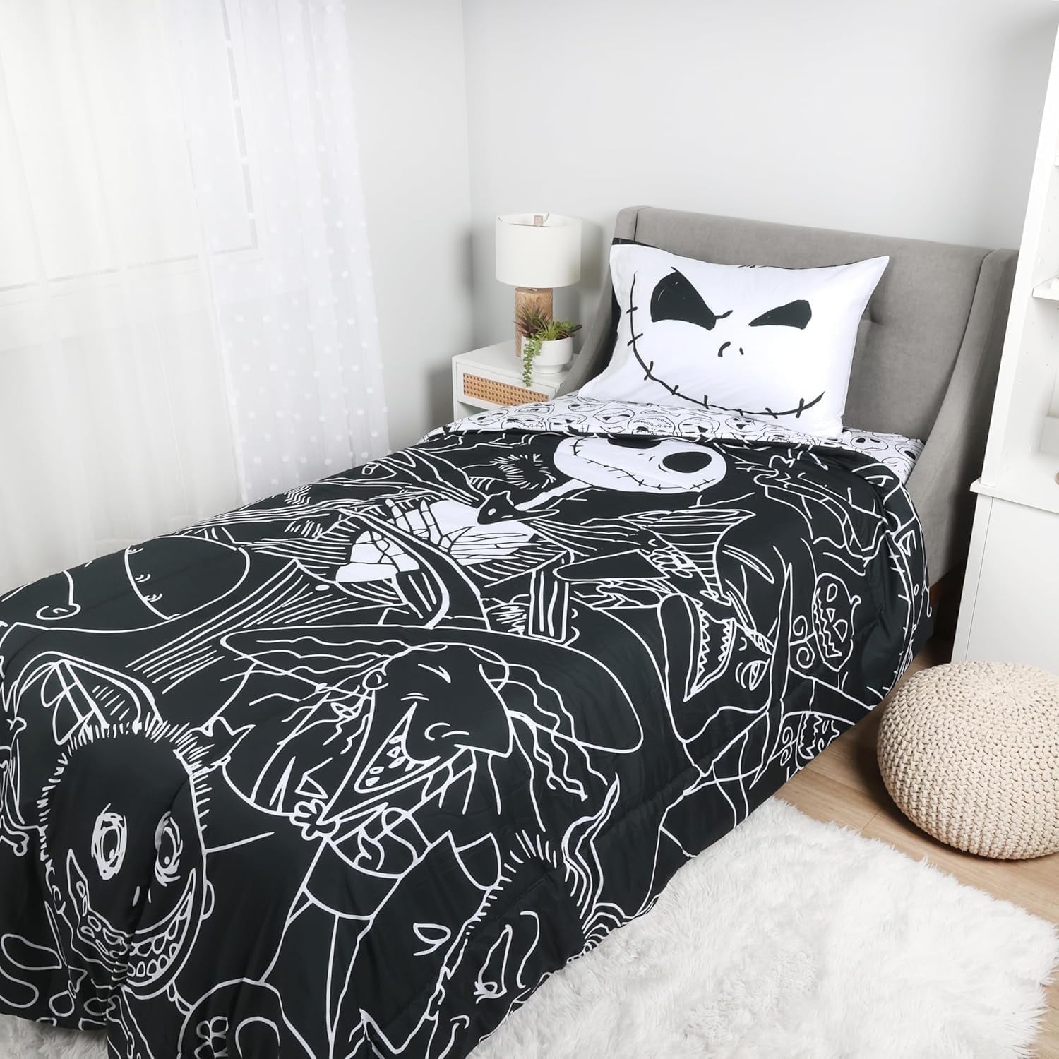 Expressions Jack Skellington Twin Bed Set, Reversible Comforter ...
