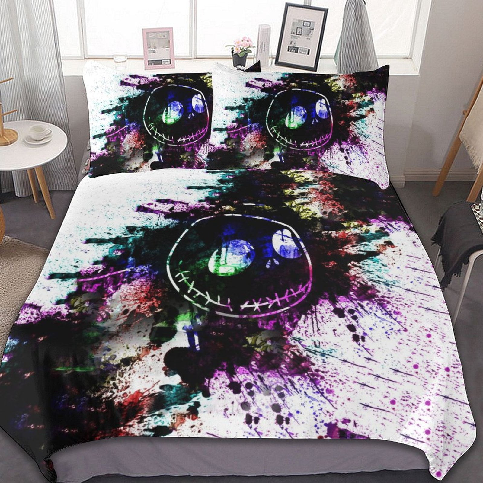 The Nightmare Before Christmas Jack Skellington Skull 3 Piece Bedding ...