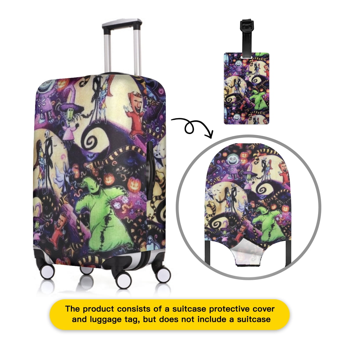 The Nightmare Before Christmas Luggage Cover, Hard Shell Suitcase Cover ...