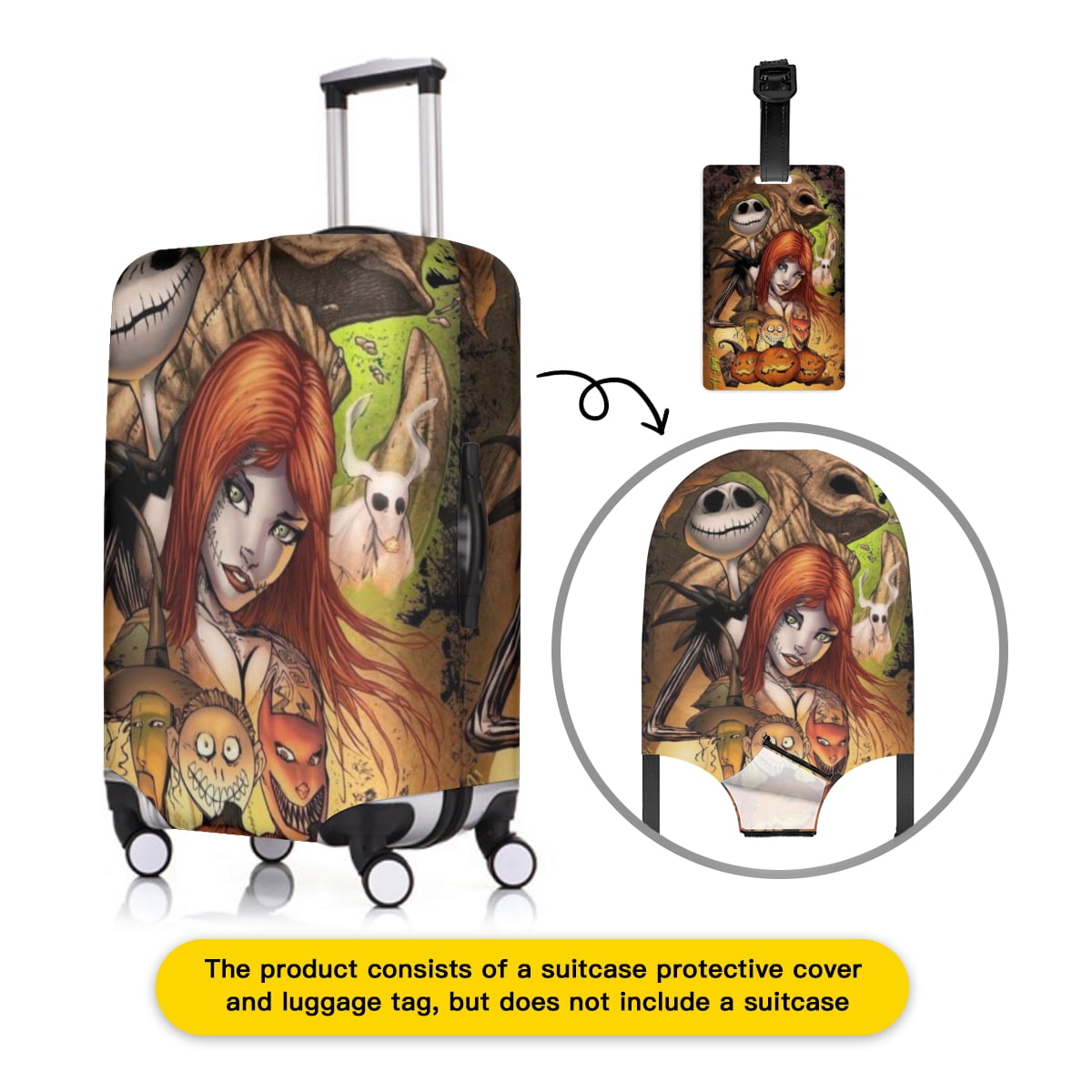 The Nightmare Before Christmas Luggage Cover, Hard Shell Suitcase Cover ...