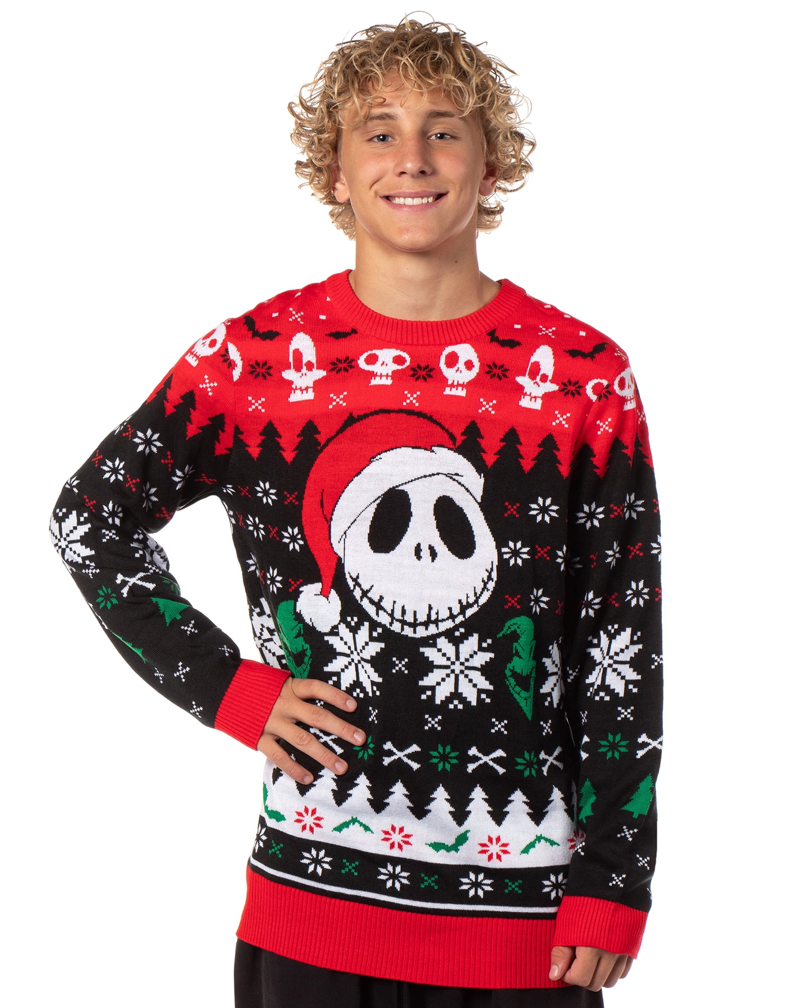 The Nightmare Before Christmas Men's Santa Jack Adult Ugly Sweater Knit ...