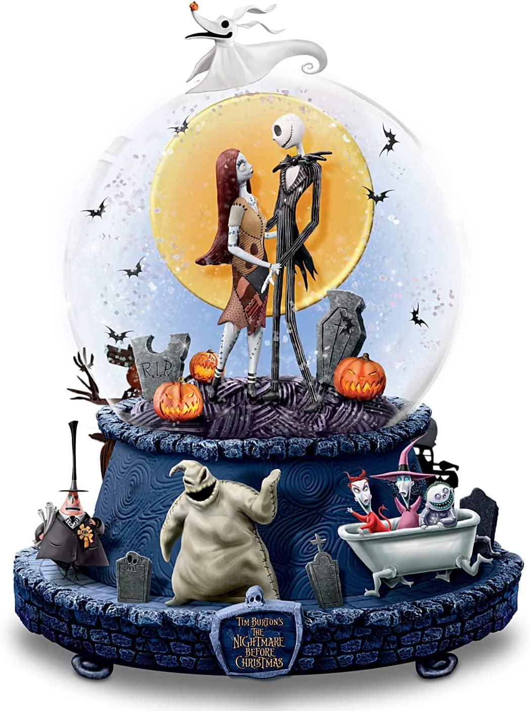 The Nightmare Before Christmas Musical Glitter Globe with Rotating Base ...