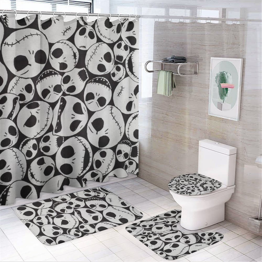 The Nightmare Before Christmas Shower Curtain Sets 4 Piece Bathroom Set ...