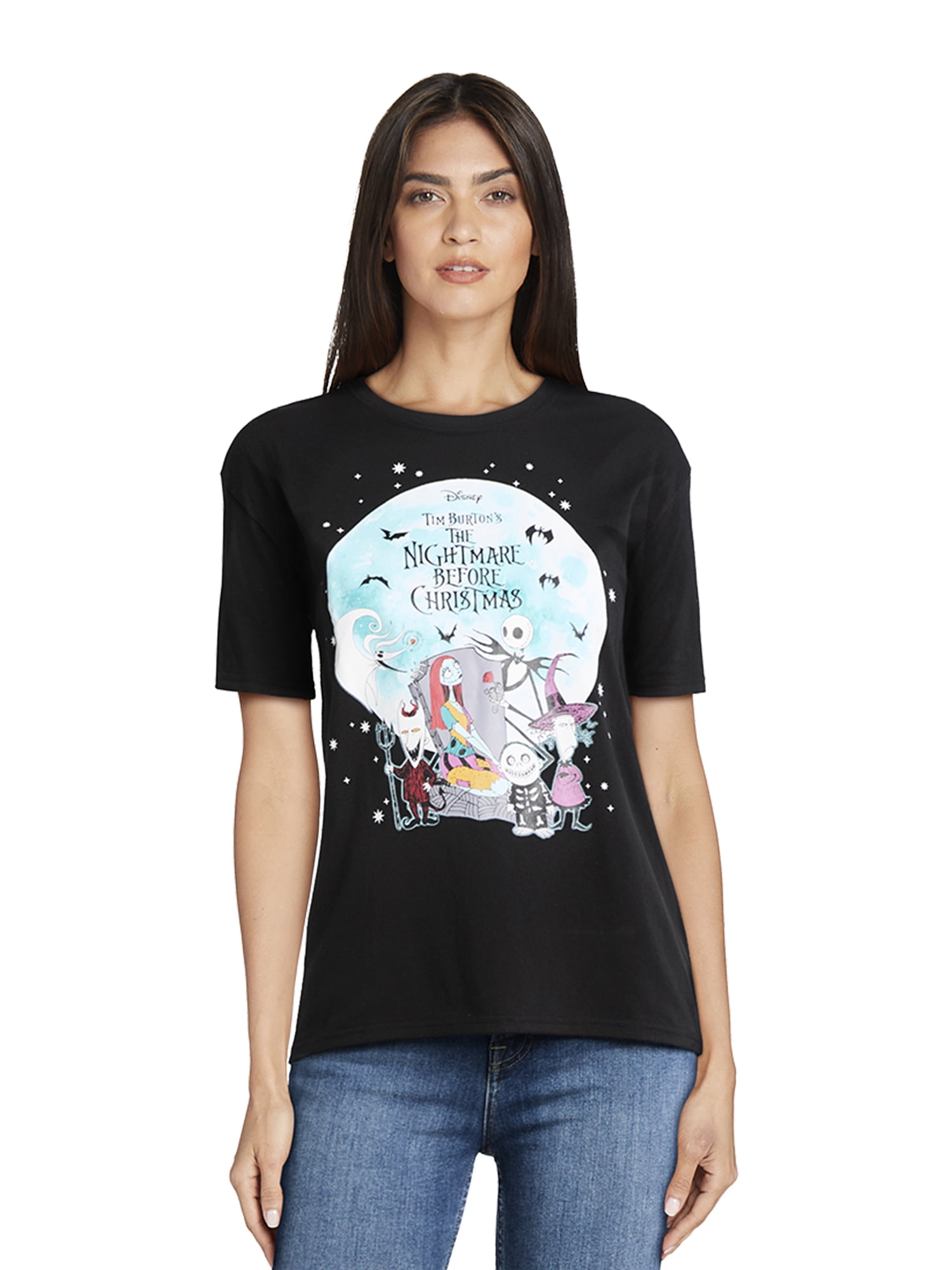 The Nightmare Before Christmas Women’s Graphic Tee with Short Sleeves ...