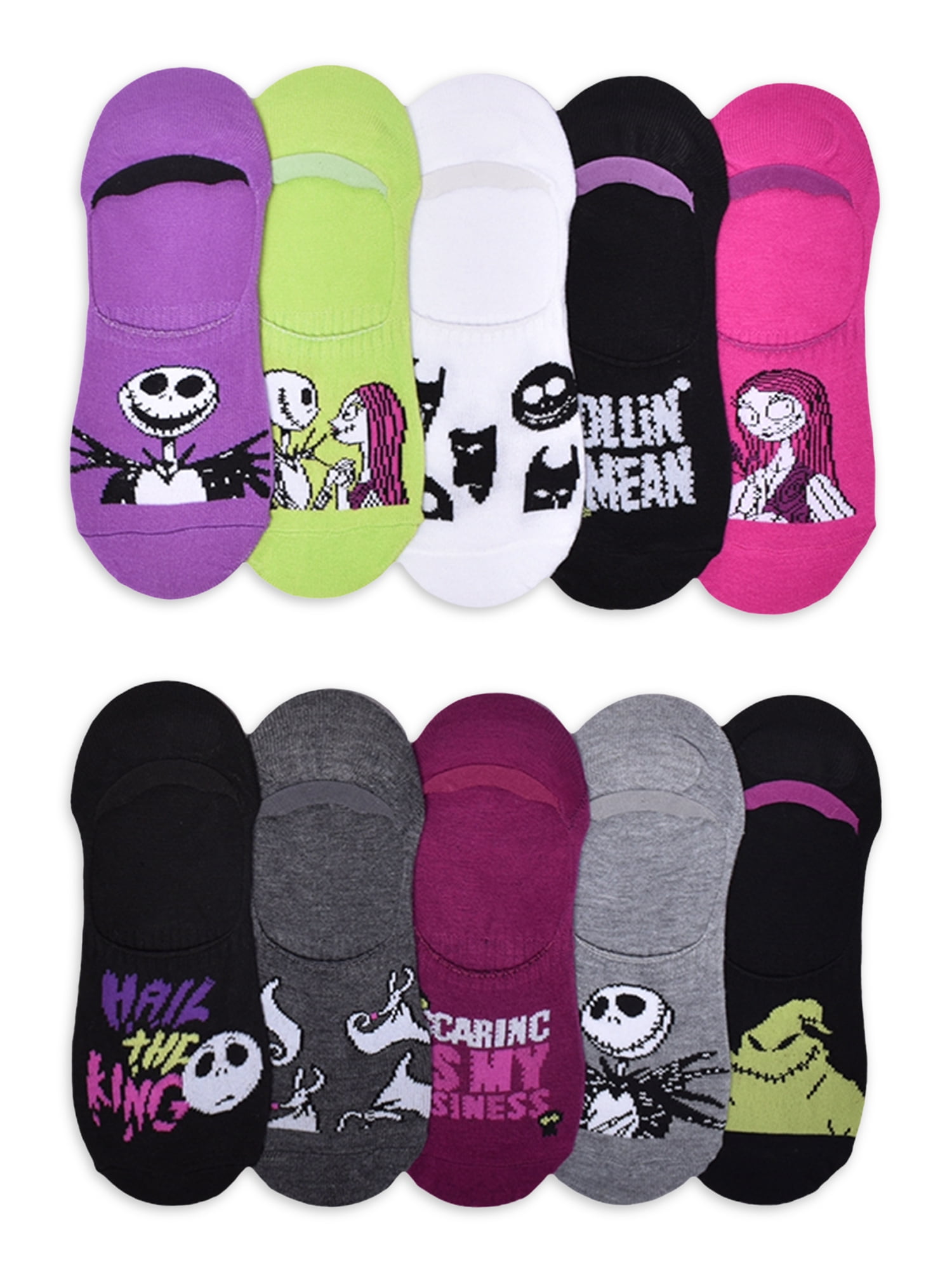 The Nightmare Before Christmas Womens' Graphic Liner Socks, 10-Pack ...