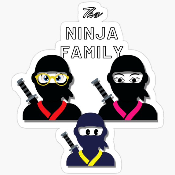 The Ninja Family - Three Of Us Sticker Phone Decal Water Bottle ...