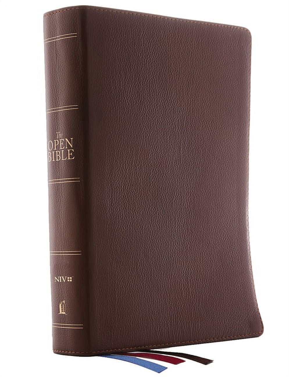 The Niv, Open Bible, Genuine Leather, Brown, Red Letter Edition ...