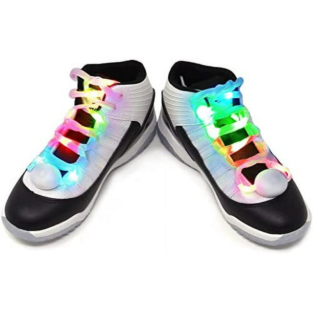 The Noodley LED Light up Shoe Laces Flashing Glow in the Dark White ...