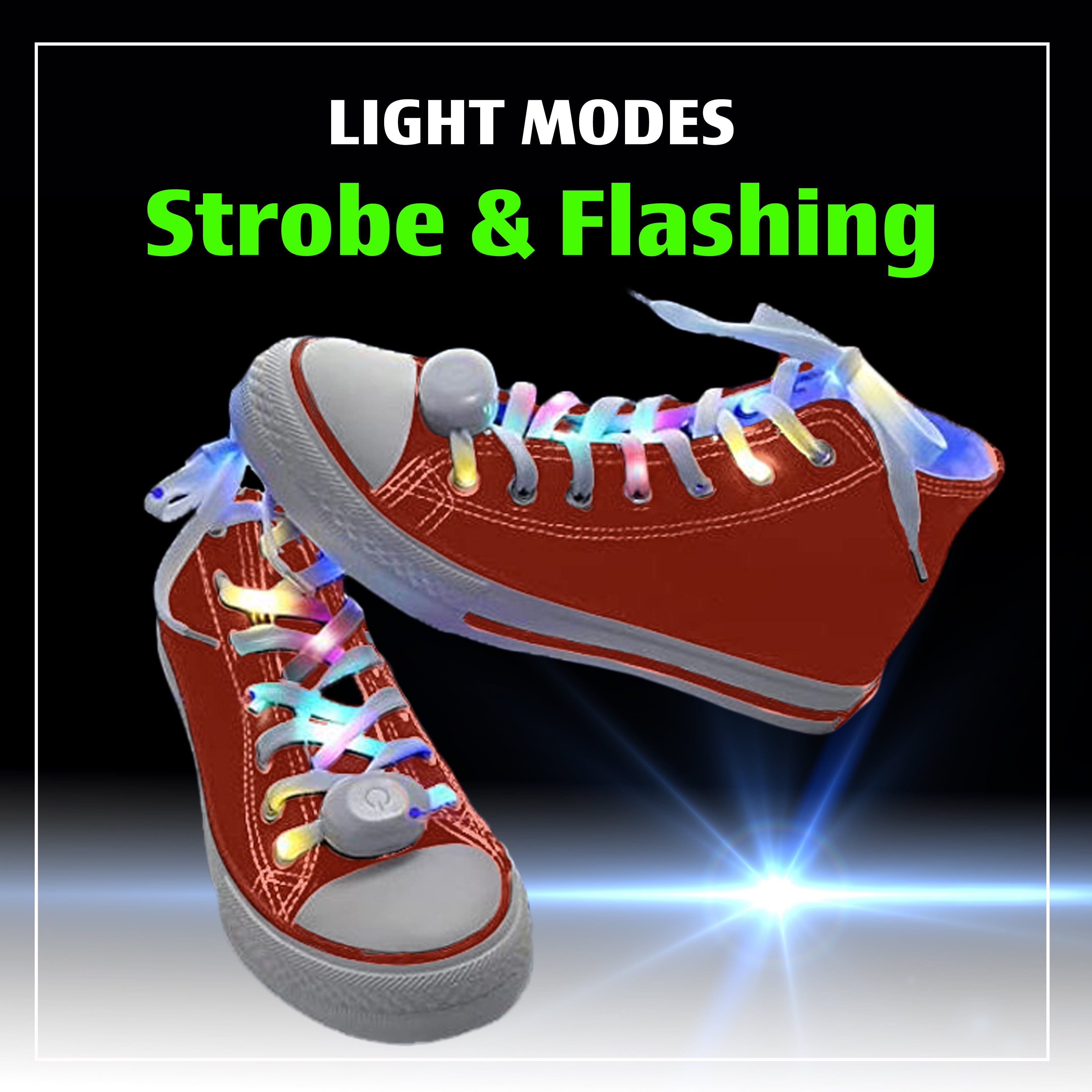 The Noodley LED Light up Shoe Laces Flashing Glow in the Dark White ...