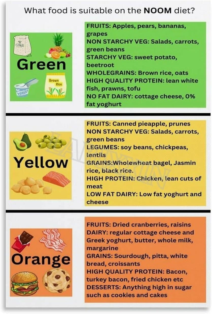 The Noom Diet Poster Healthy Eating Guide Kitchen Wall Art Painting For ...