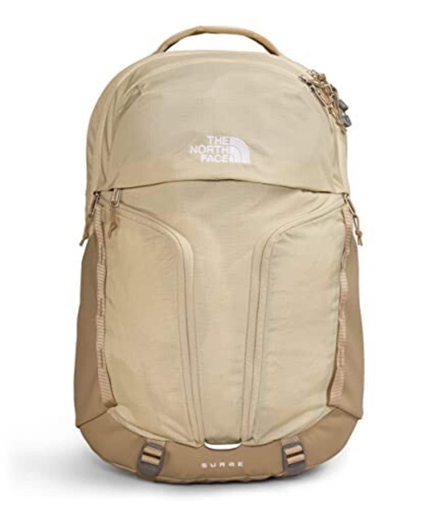 The North Face Surge Backpack Women's Khaki Laptop Sleeve Sternum Strap ...