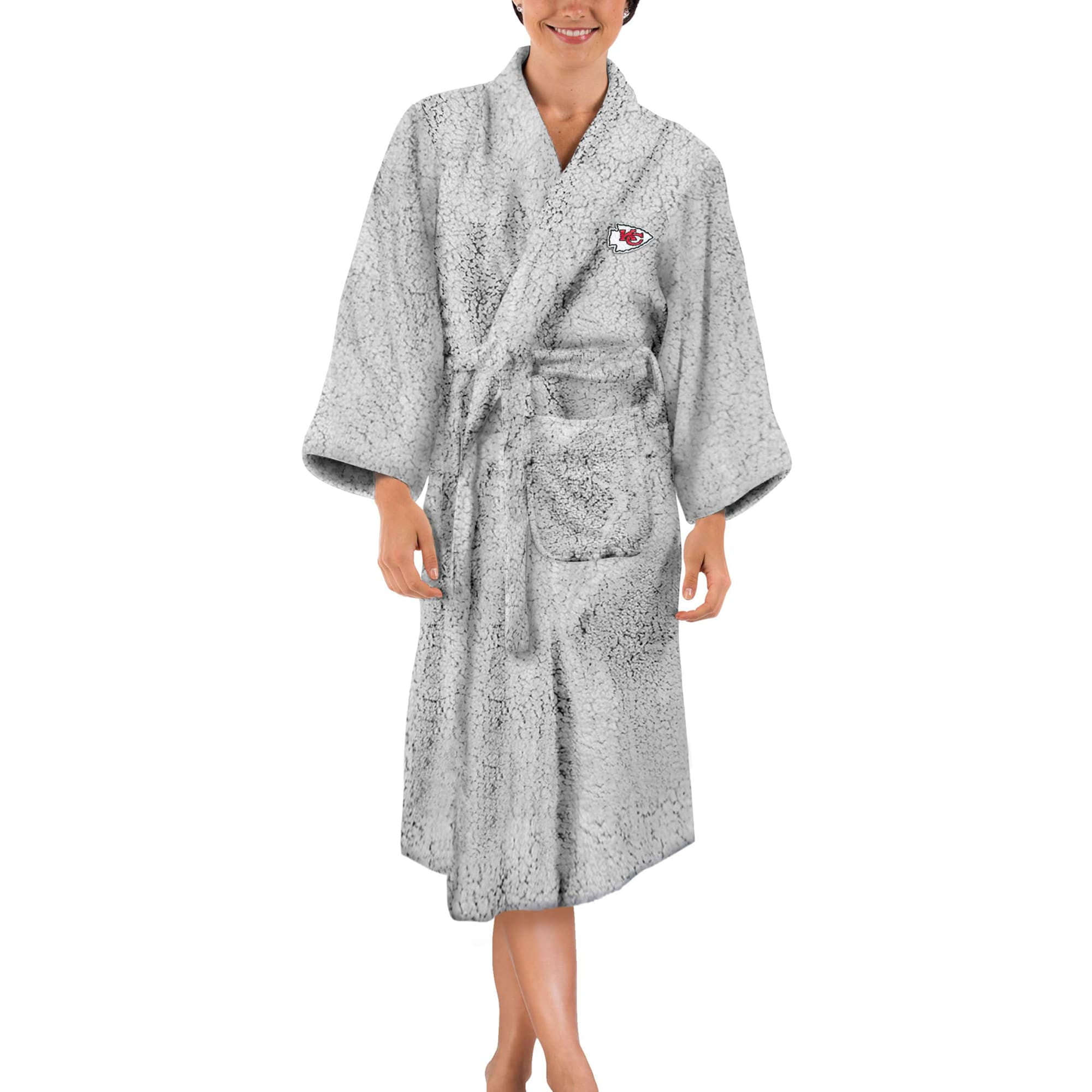 Women's The Northwest Group Gray Kansas City Chiefs Sherpa Bathrobe ...