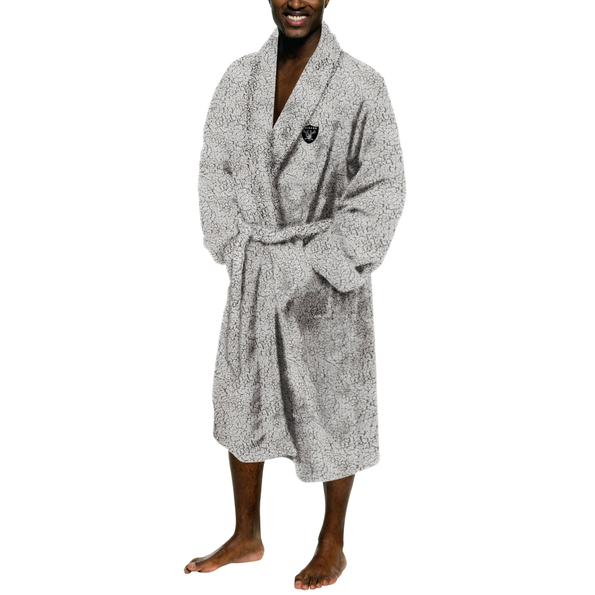 Men's The Northwest Group Gray Las Vegas Raiders Sherpa Bath Robe ...