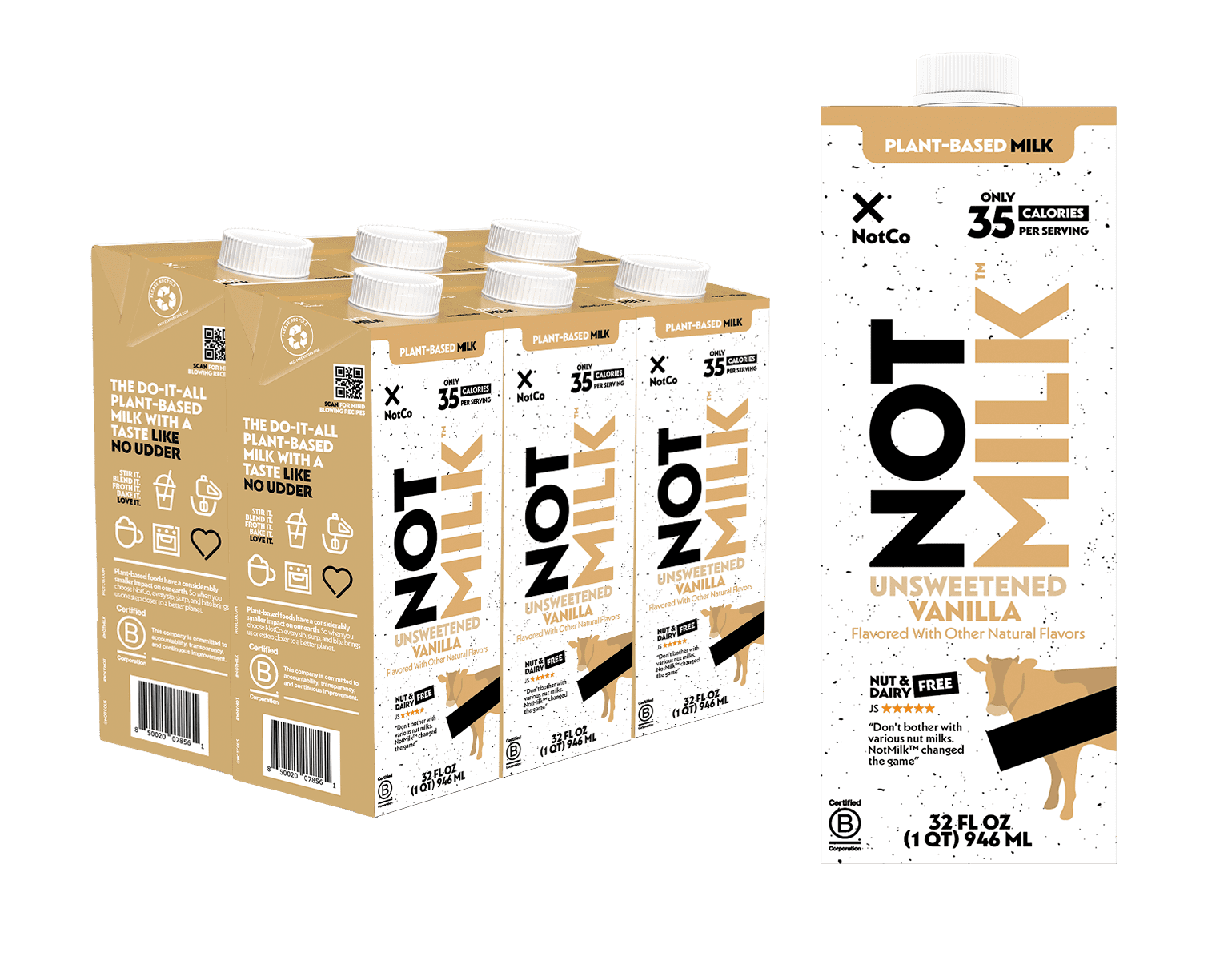 The Not Company Vegan NotMilk, Non-Dairy Unsweetened Vanilla, 32oz ...