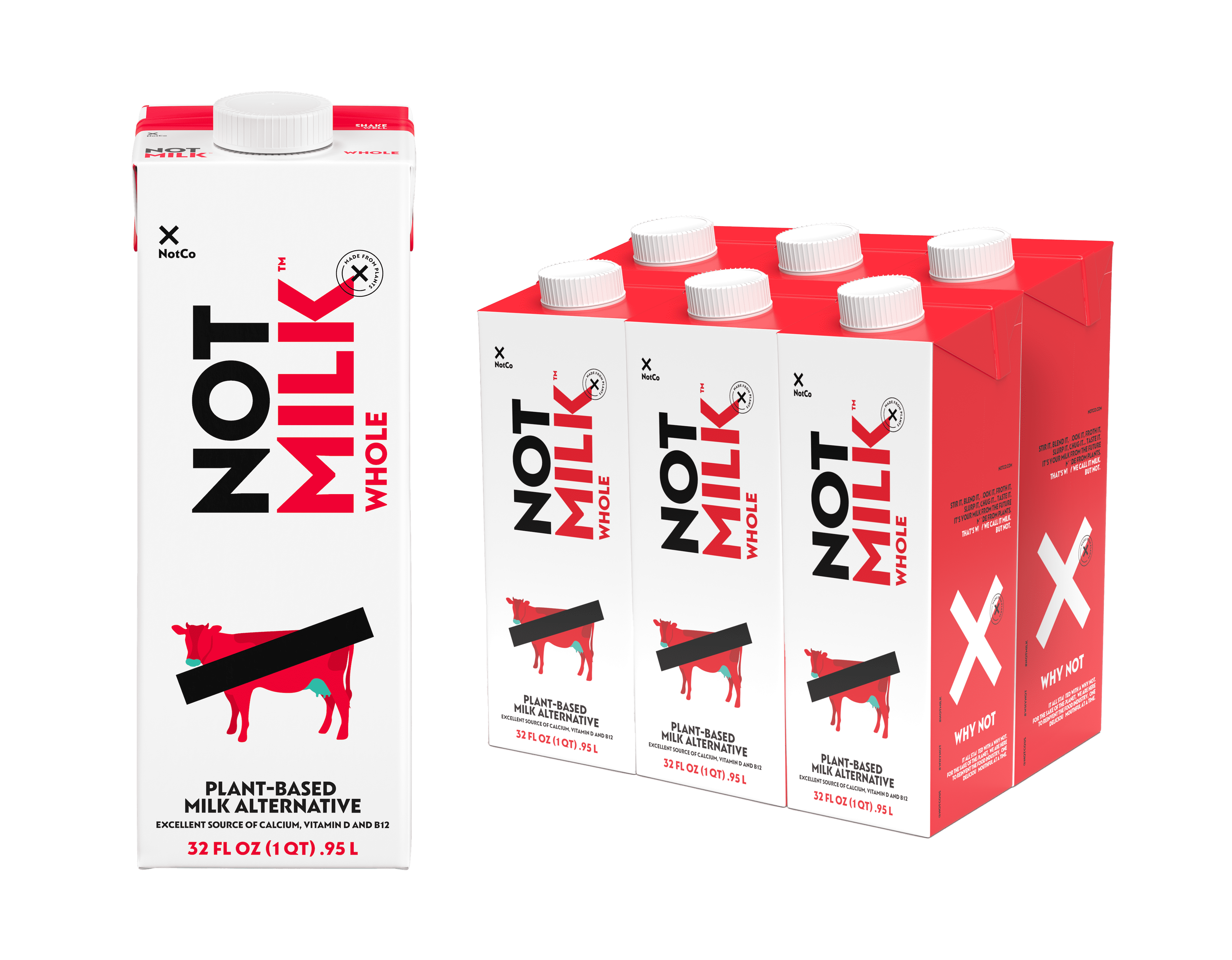 The Not Company, GMO-Free NotMilk Whole Plant Based Milk, 32 Oz, Pack ...