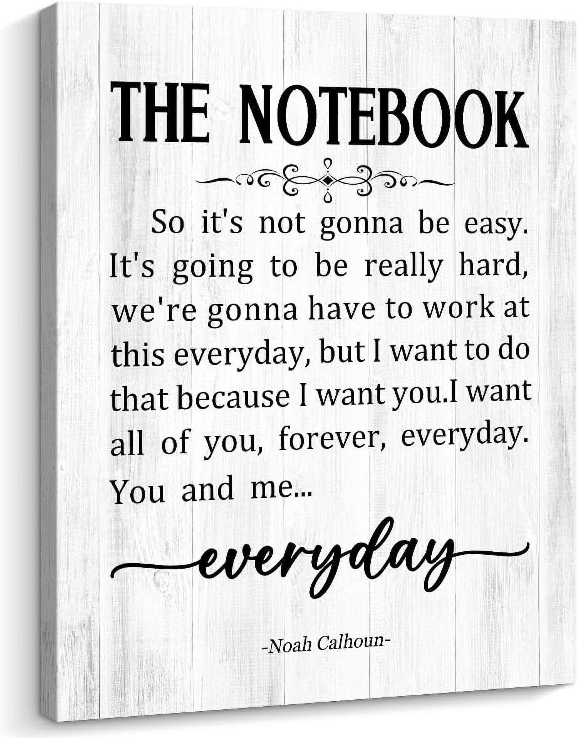 The Notebook Quote Sign Framed Wall Art, Romantic Quote, Inspirational ...