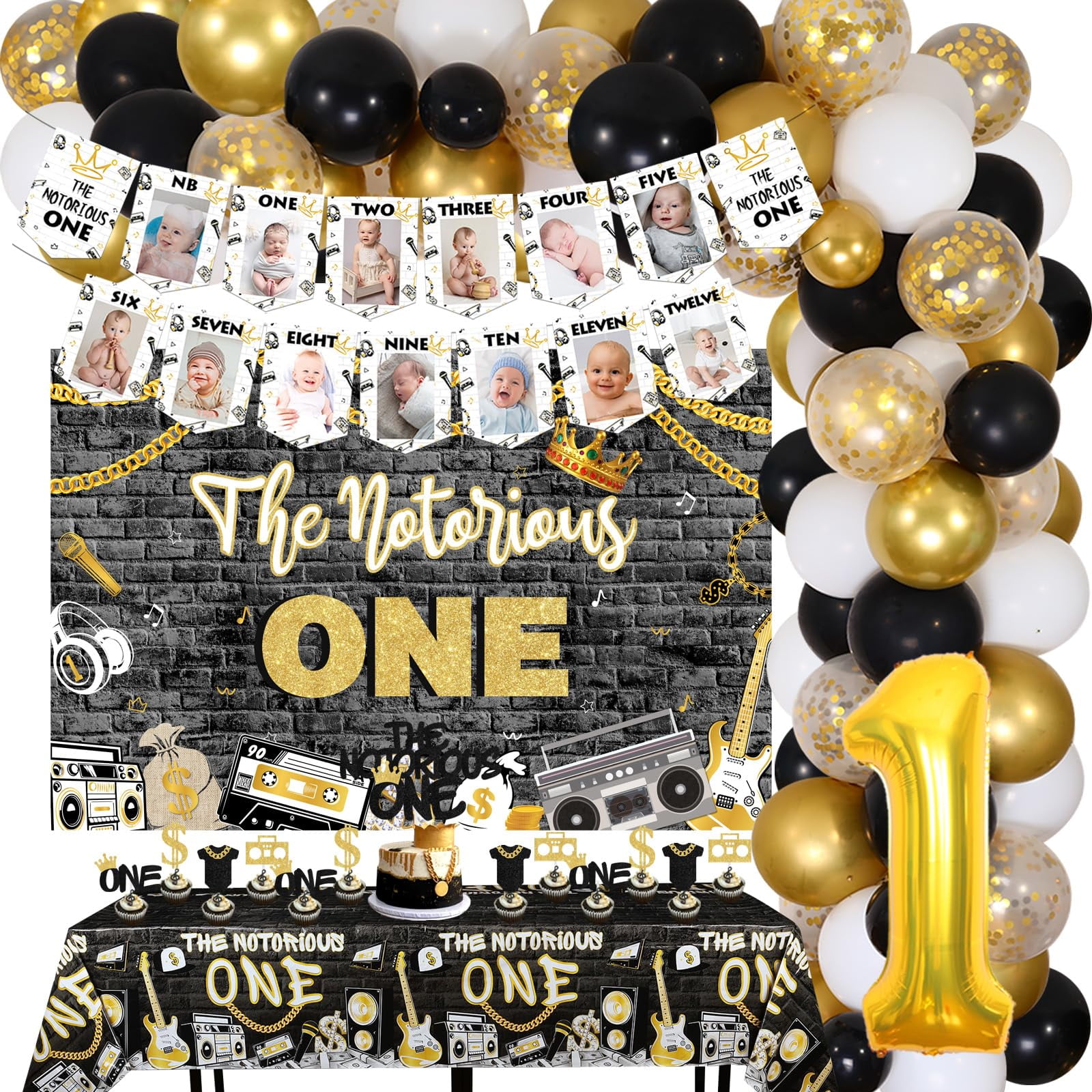 The Notorious One Birthday Decorations, Hip BSL1 Hop 1st Birthday Party ...