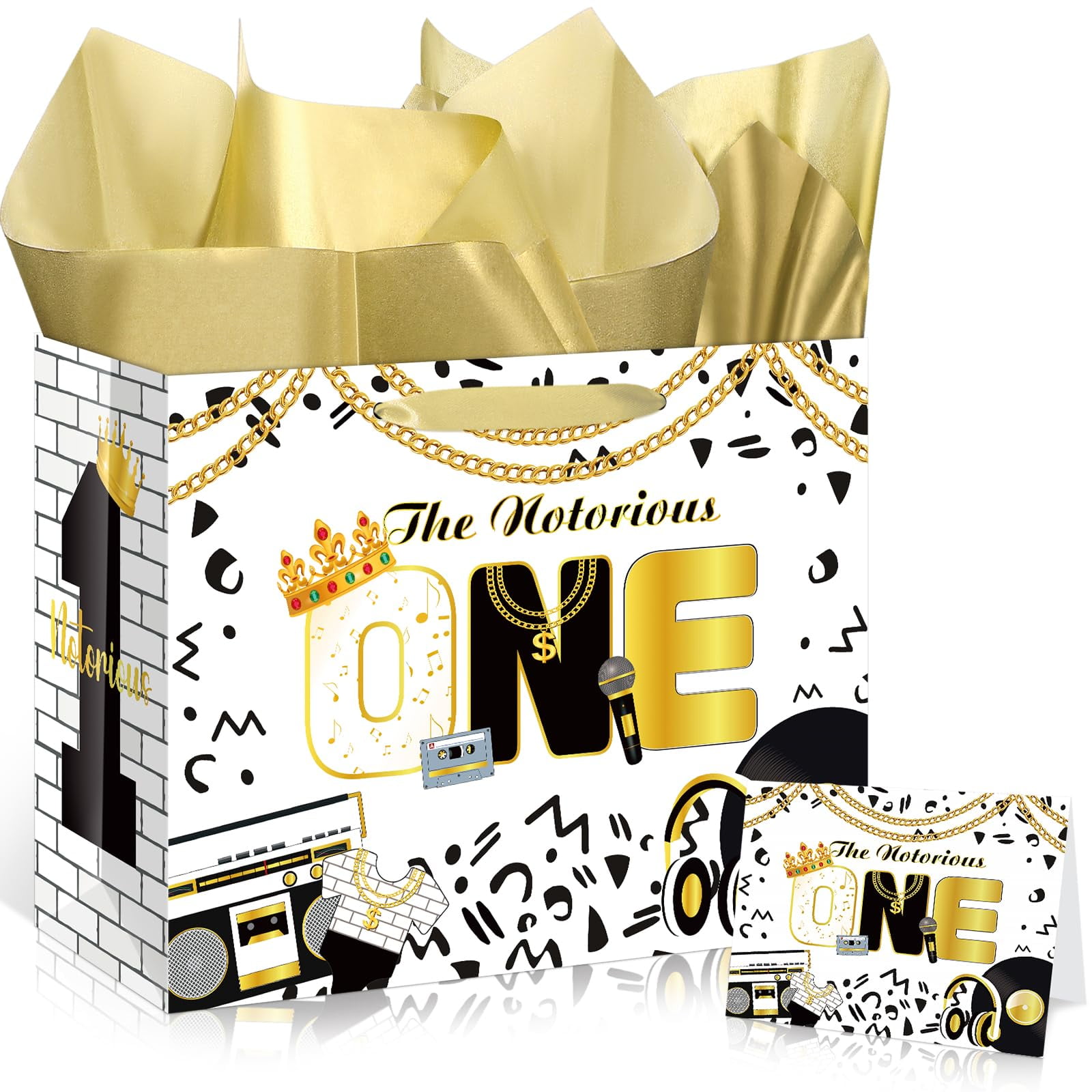 The Notorious One MSF2 Gift Bag, Black Gold Gift Bag with Tissue Paper ...