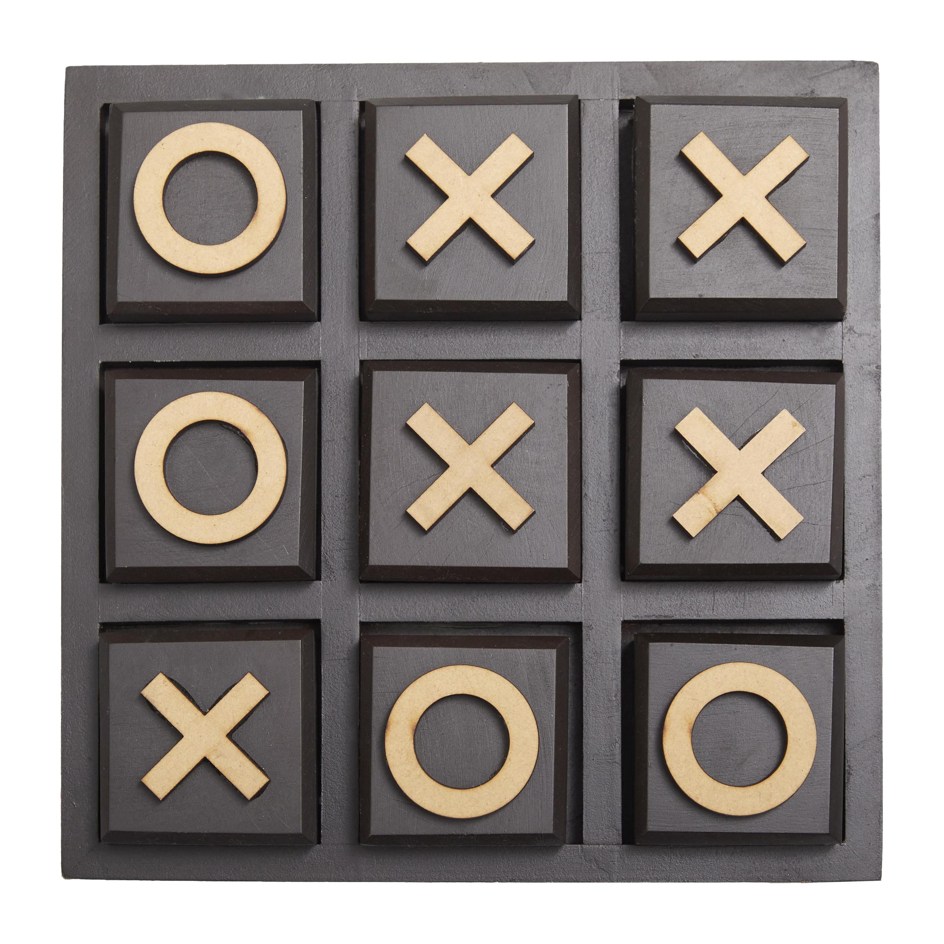 The Novogratz 10" x 2" Dark Brown Wooden Tic Tac Toe Block Game Set ...