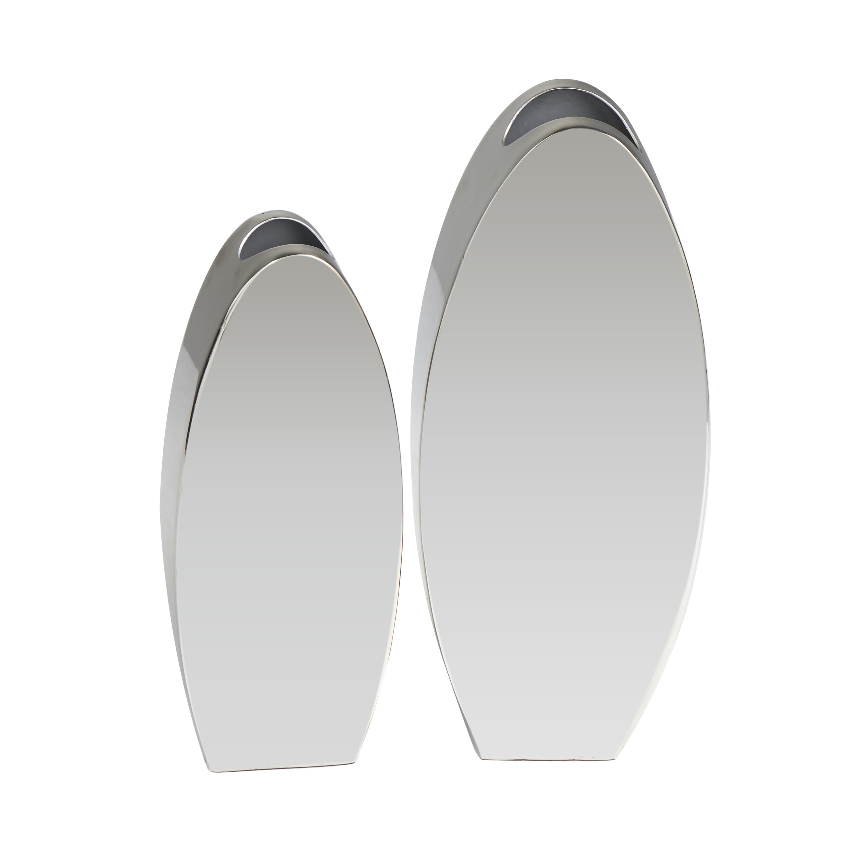 DecMode 12", 10"H Silver Stainless Steel Metal Vase with a Sleek Mirror ...