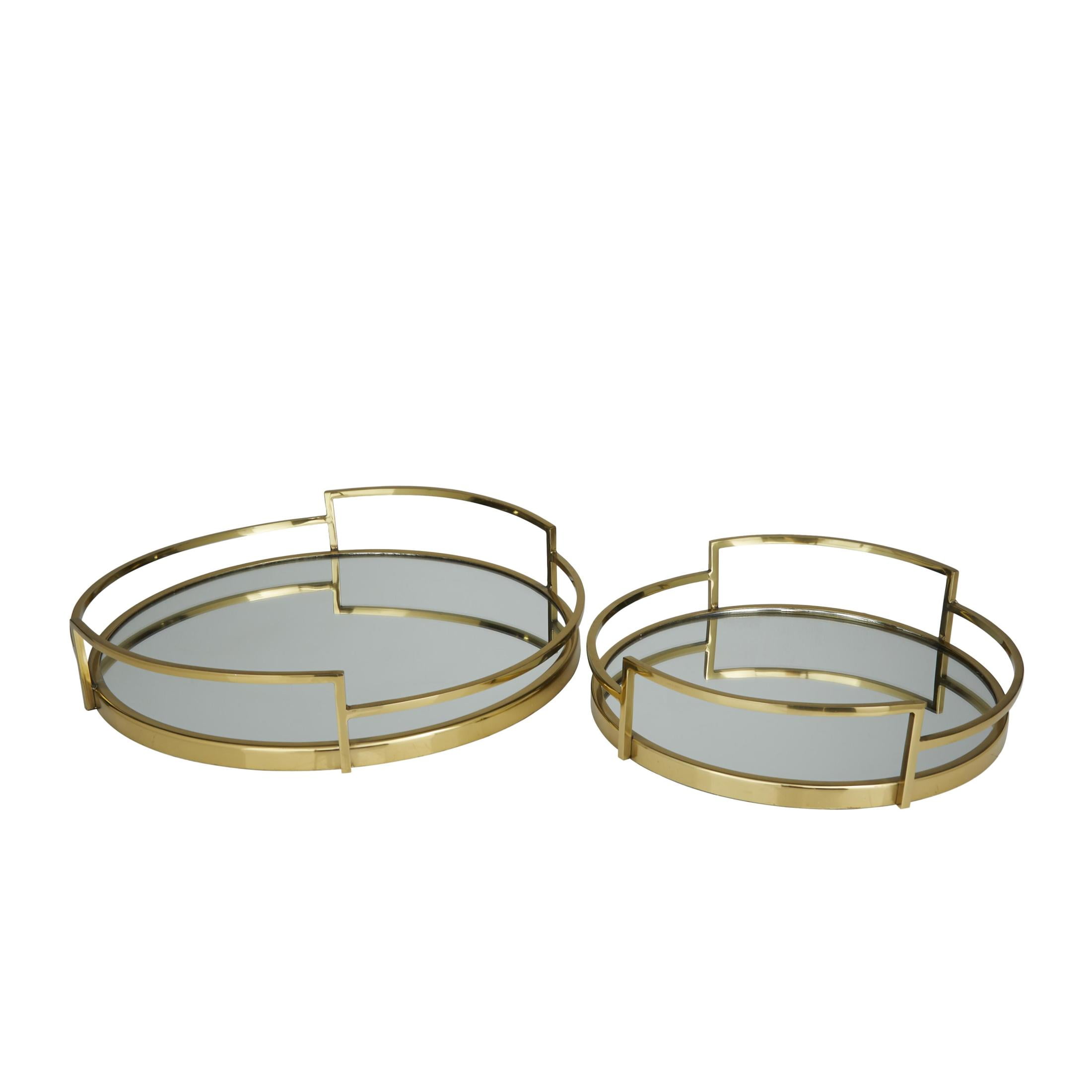 Novogratz Gold Stainless Steel Mirrored Tray Set - Decor Tray - Walmart.com