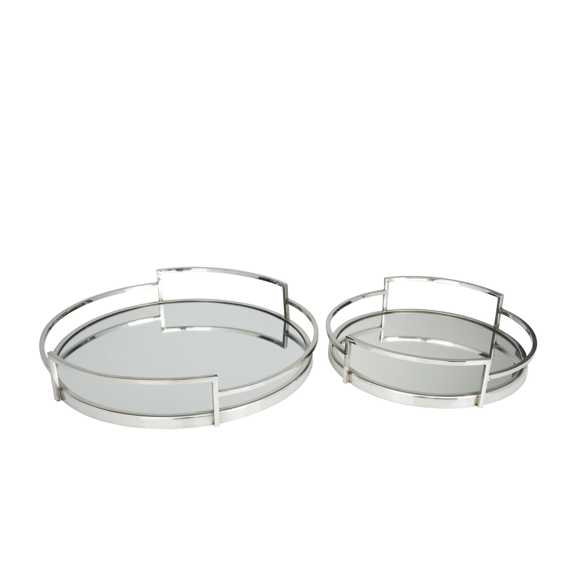 DecMode 19", 14"W Silver Stainless Steel Metal Mirrored Tray with ...
