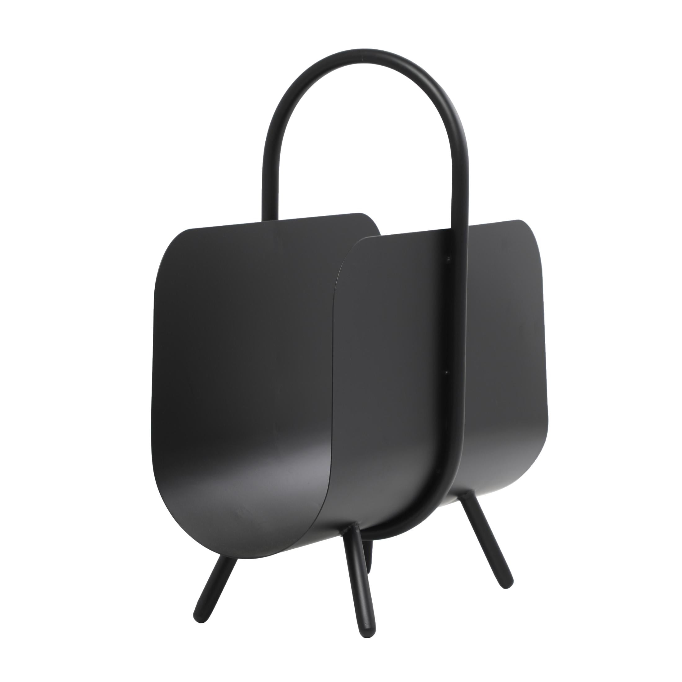 DecMode 20" Black Metal Matte Curved Magazine Holder with Arched Handle ...