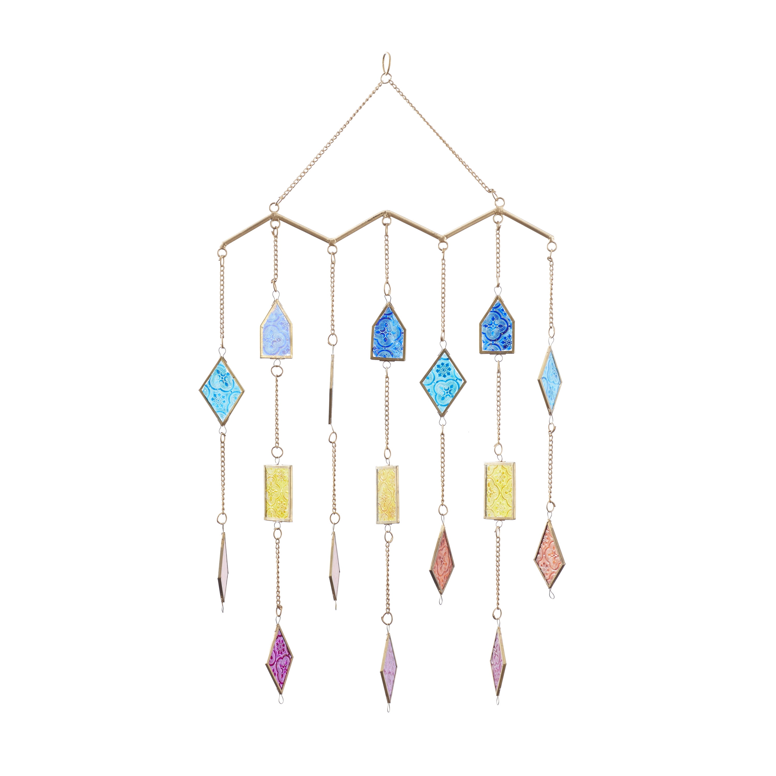 DecMode 29" Multi Colored Metal Indoor Outdoor Geometric Windchime with ...