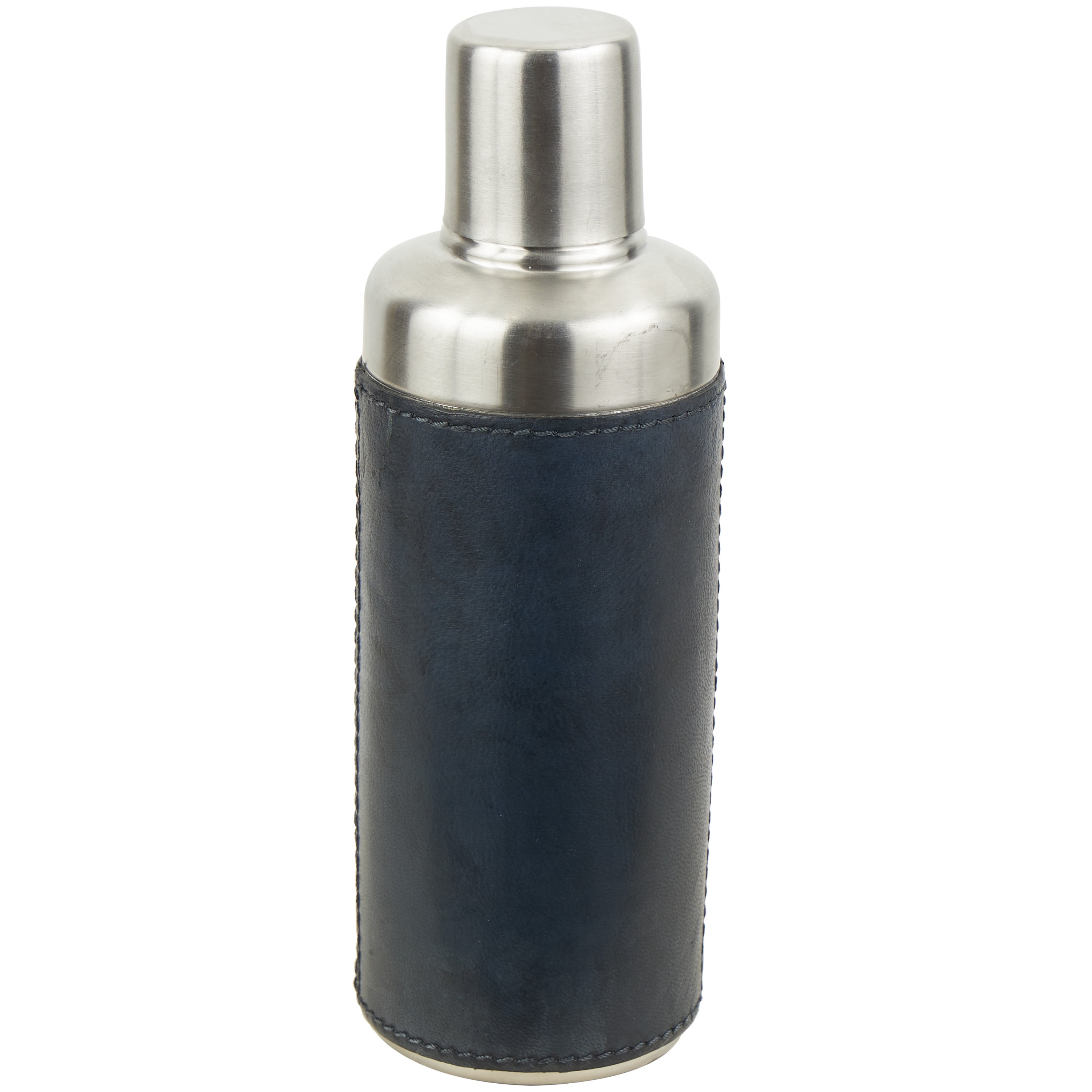 DecMode 3" x 9" Dark Blue Leather Handmade Cocktail Shaker with Silver ...