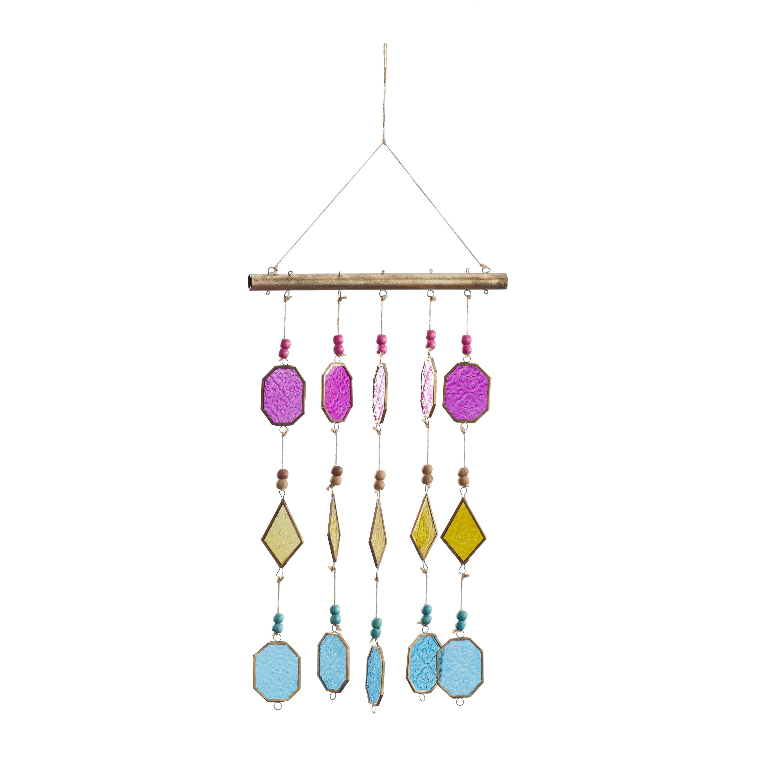 DecMode 30" Multi Colored Metal Indoor Outdoor Geometric Windchime with ...