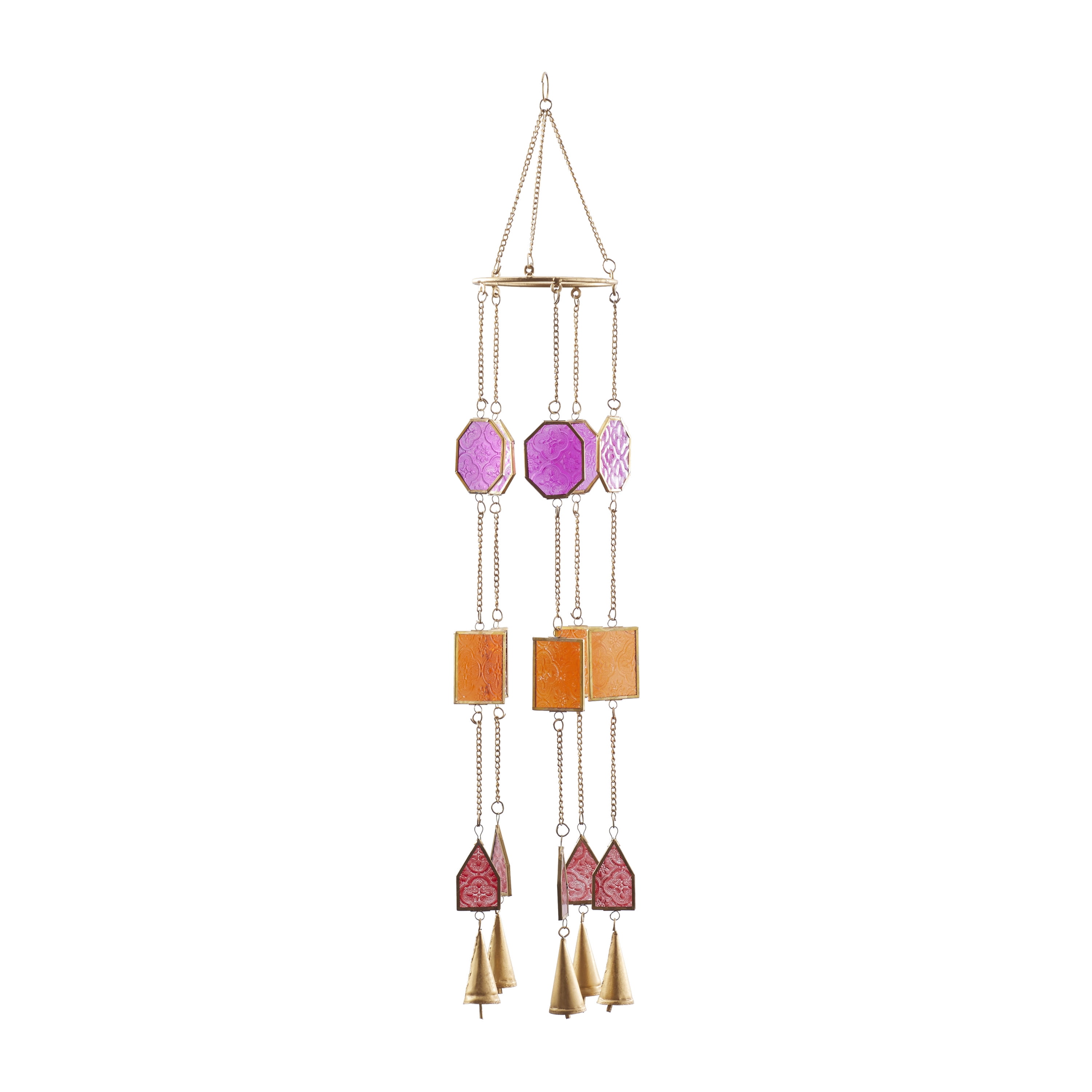 DecMode 34" Multi Colored Metal Indoor Outdoor Geometric Windchime with ...