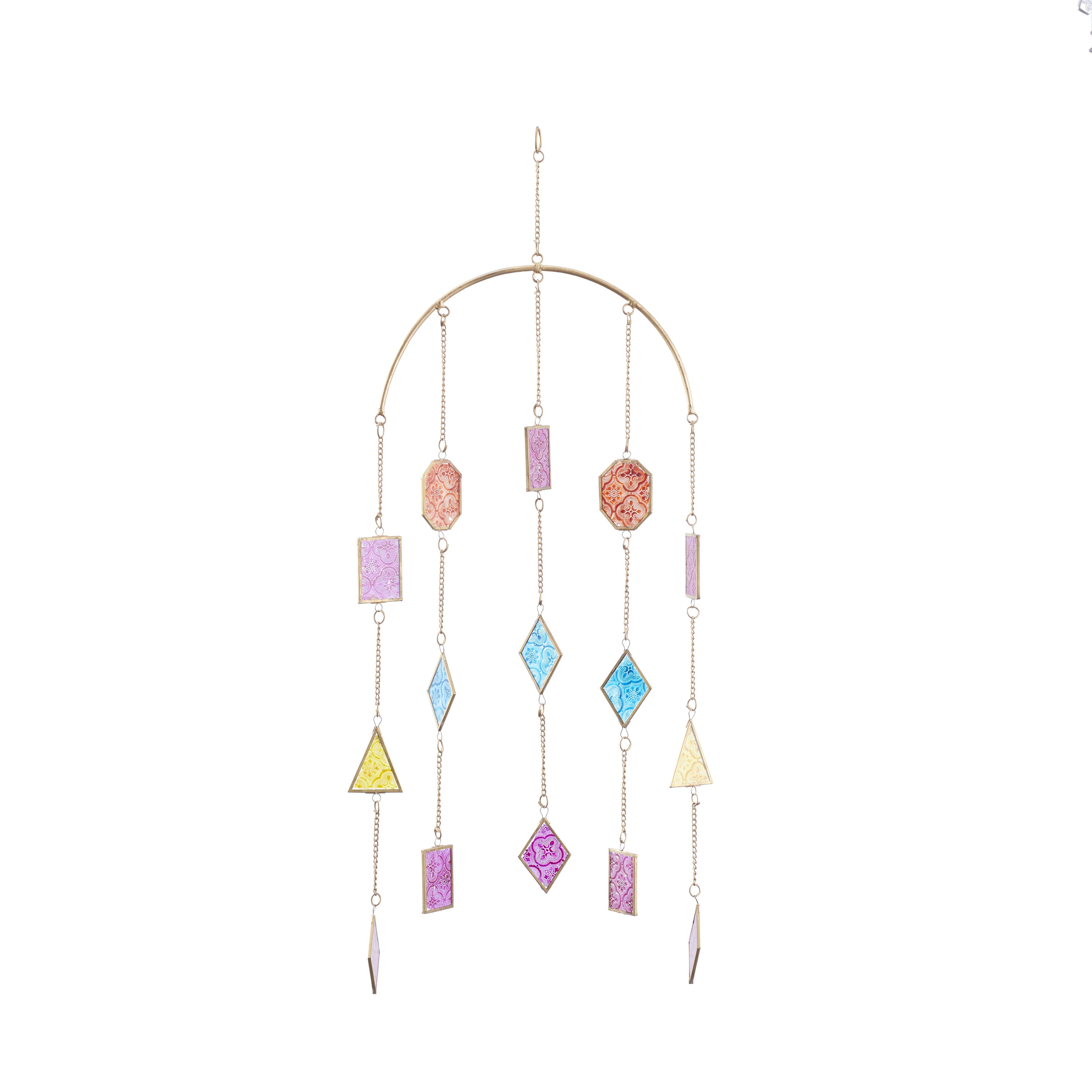 DecMode 34" Multi Colored Metal Indoor Outdoor Geometric Windchime with ...