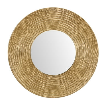 DecMode 40" x 40" Gold Geometric Wall Mirror with Grid Pattern ...