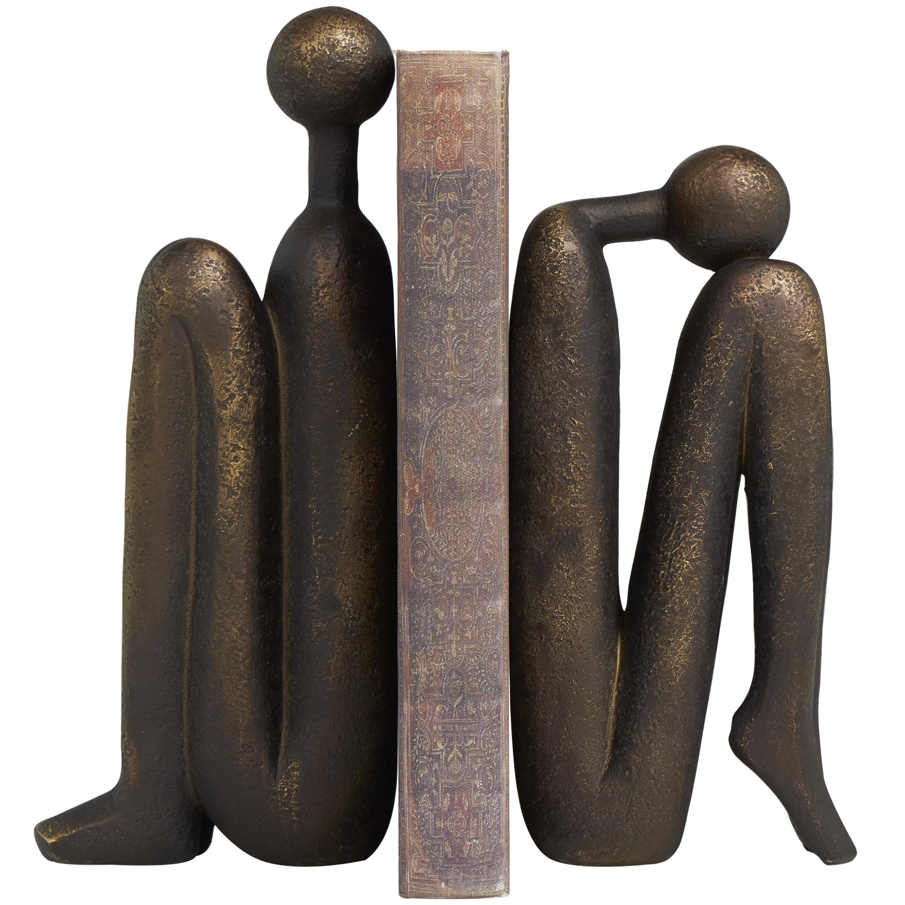 DecMode 4" People Bronze Polystone Bookends (Set of 2) - Walmart.com