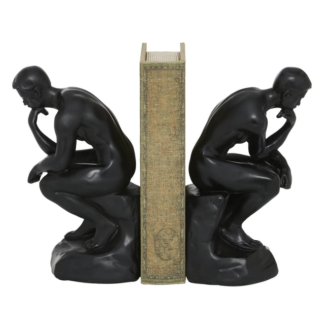 DecMode 5" The Thinker People Black Polystone Bookends (Set of 2 ...