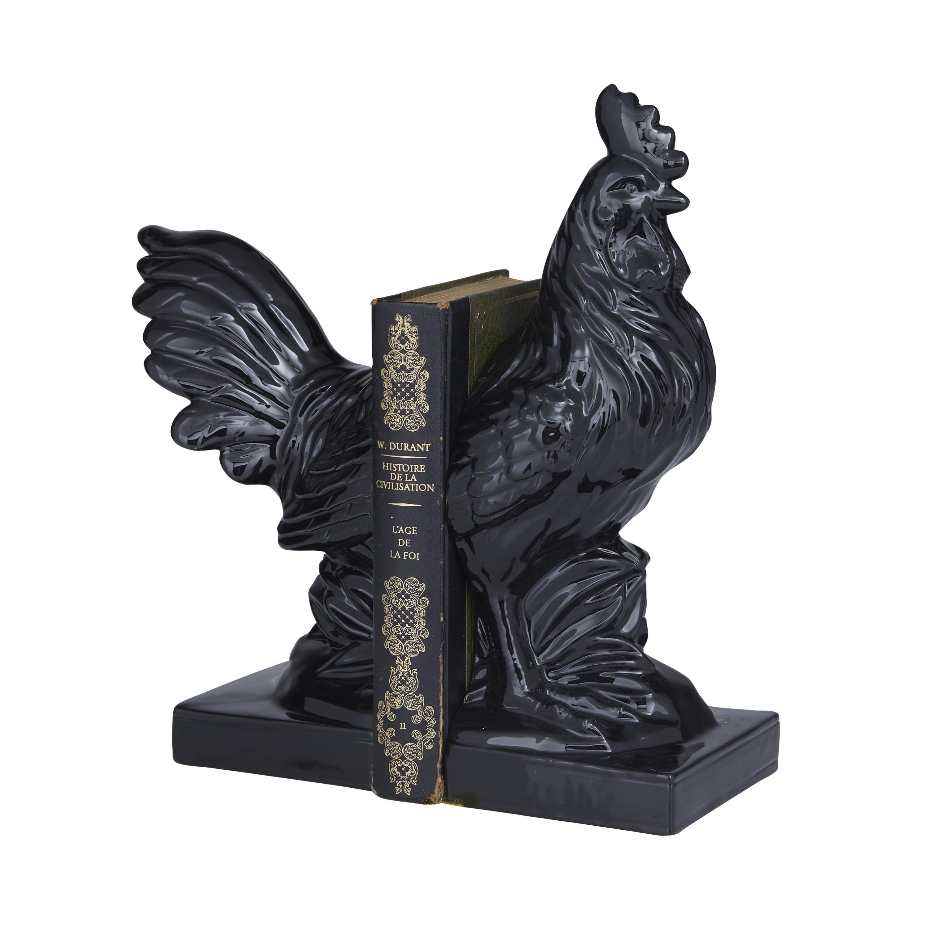 DecMode 6" Rooster Ceramic Bookends with Enamel Exterior (Set of 2 ...