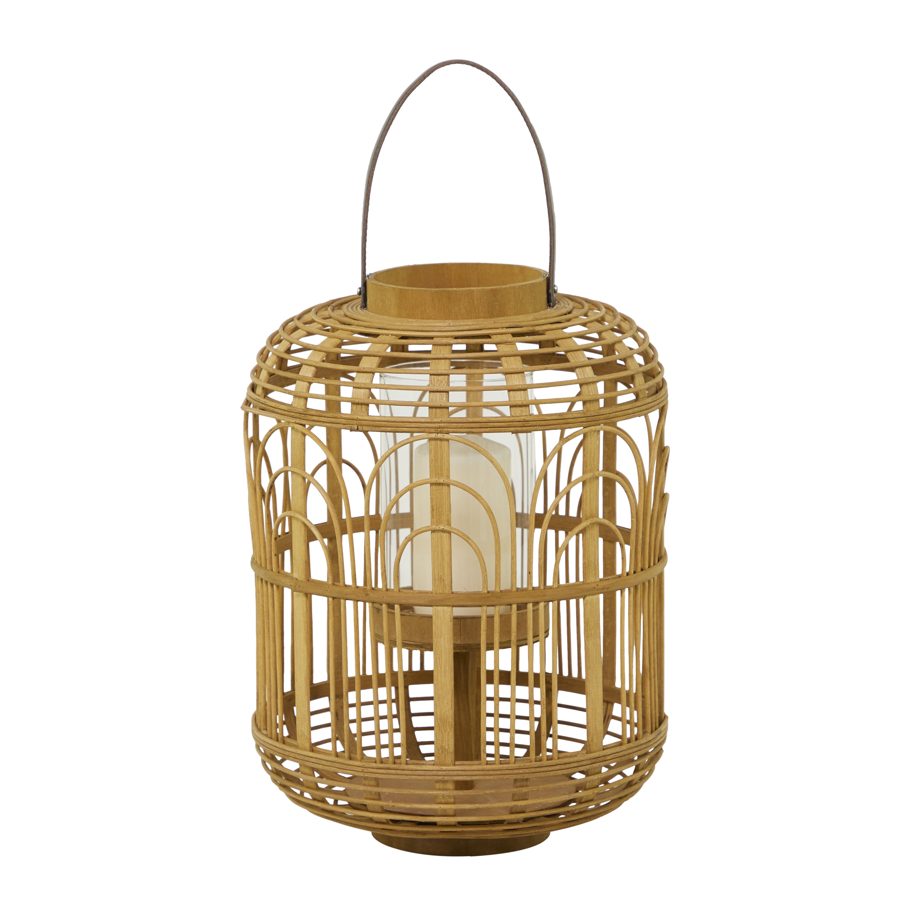 DecMode Brown Bamboo Handmade Decorative Candle Lantern with Handle ...
