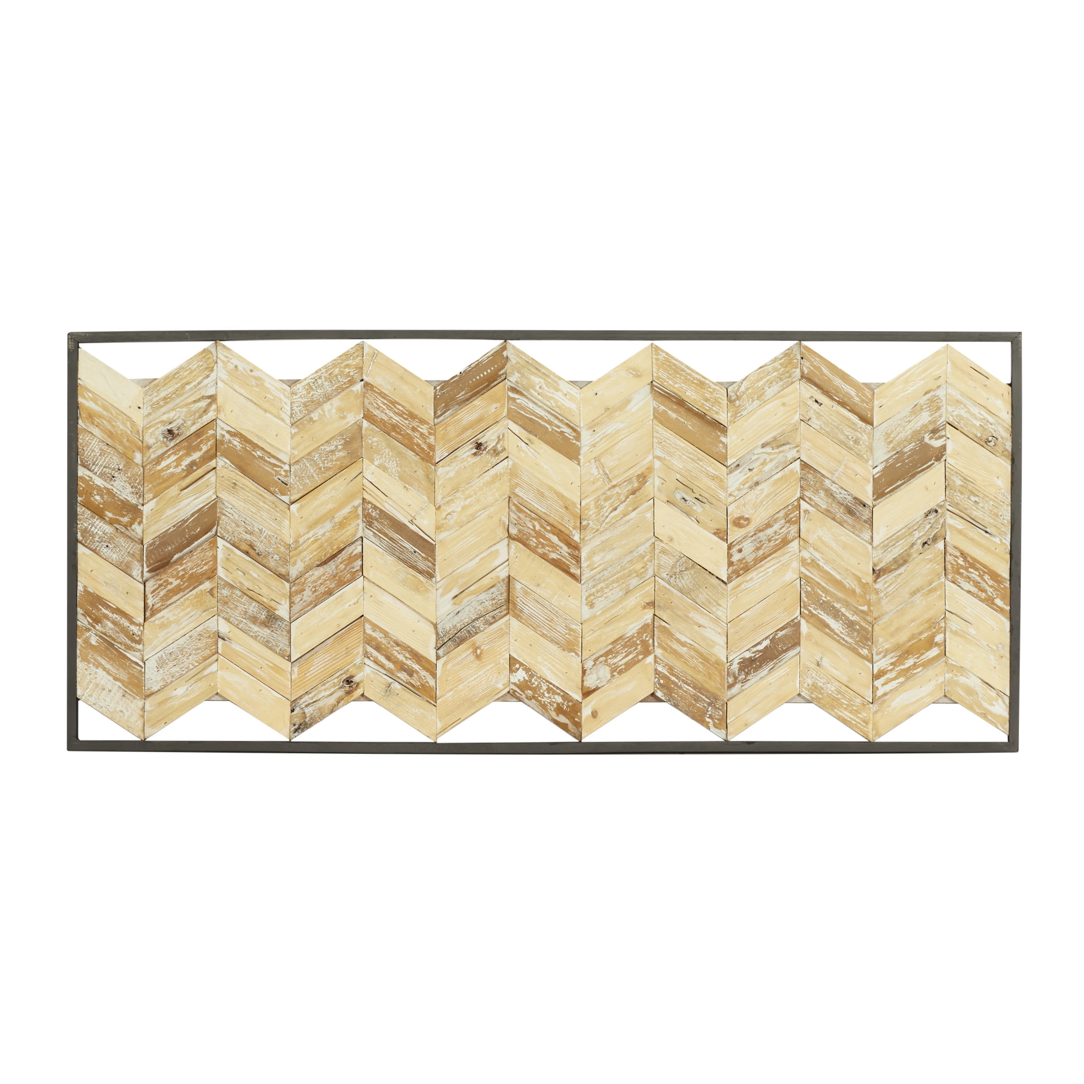 Free Shipping! The Novogratz Brown Teak Wood Chevron Panels Geometric ...