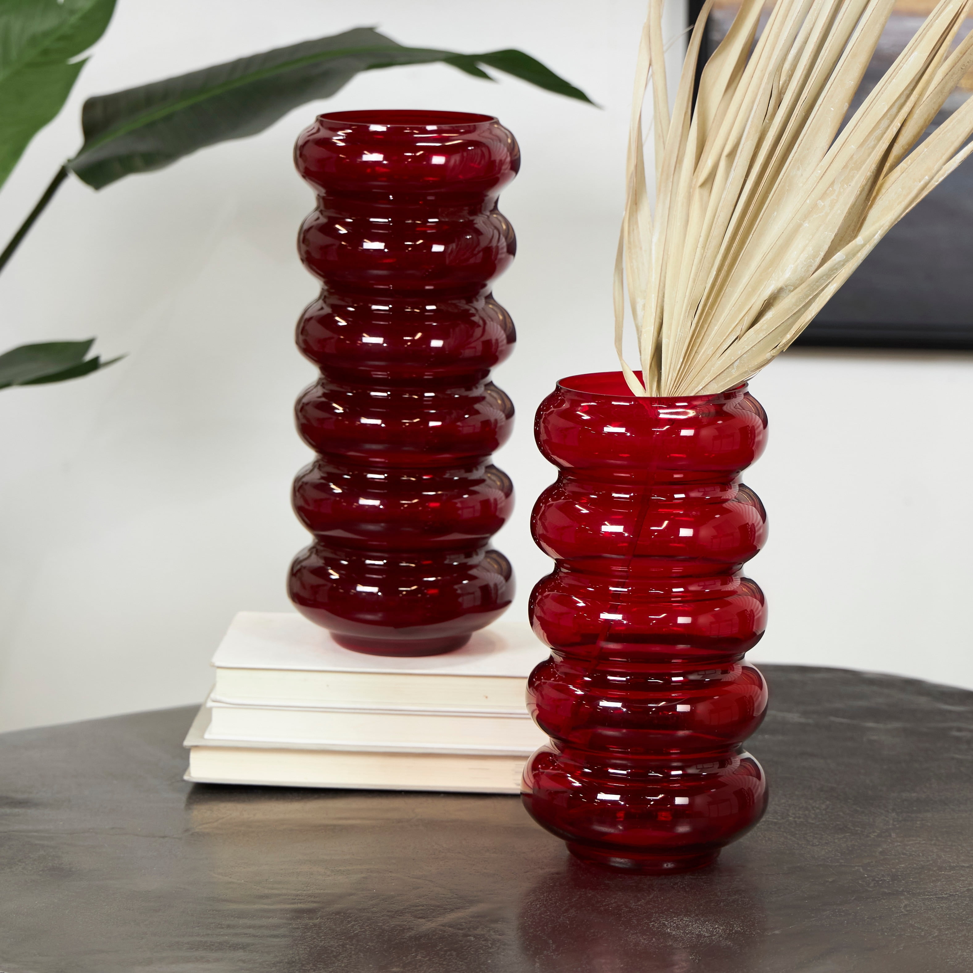 ARCILLA ELEMENTAL Red Glass Bubble Decorative Vase (Set of 2) - Walmart.com