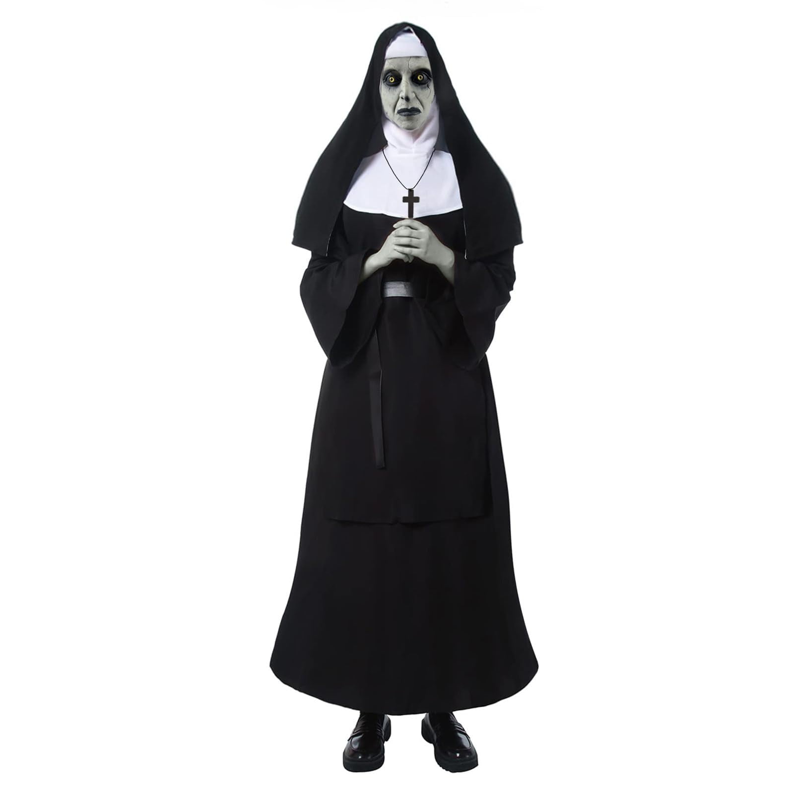 The Nun Costume for Women, with Full Head Black Nun Costume Mask for ...